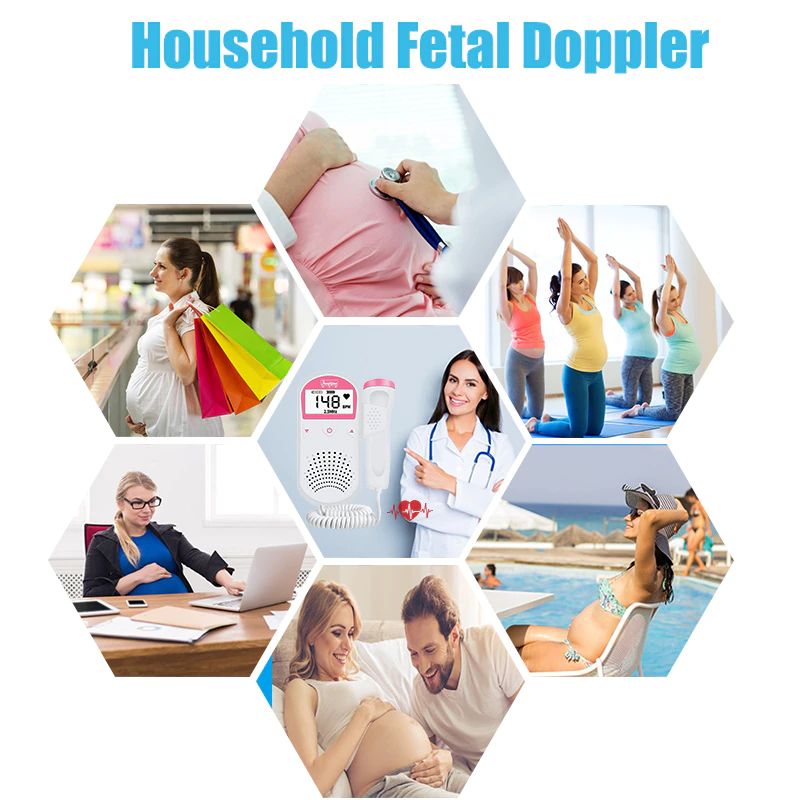 Household Doppler Fetal Portable Pregnant Baby Heart Rate Monitor 2 ...
