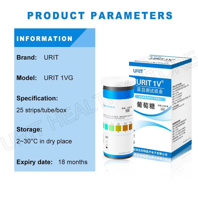 100Strips Urit-1V Urinalysis Reagent Strips Urine Test Strip Ketone ...