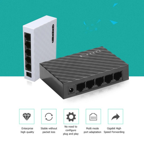 Mini 5 Port Desktop 1000 Mbps Network Switch Gigabit Fast Rj45 Ethernet ...