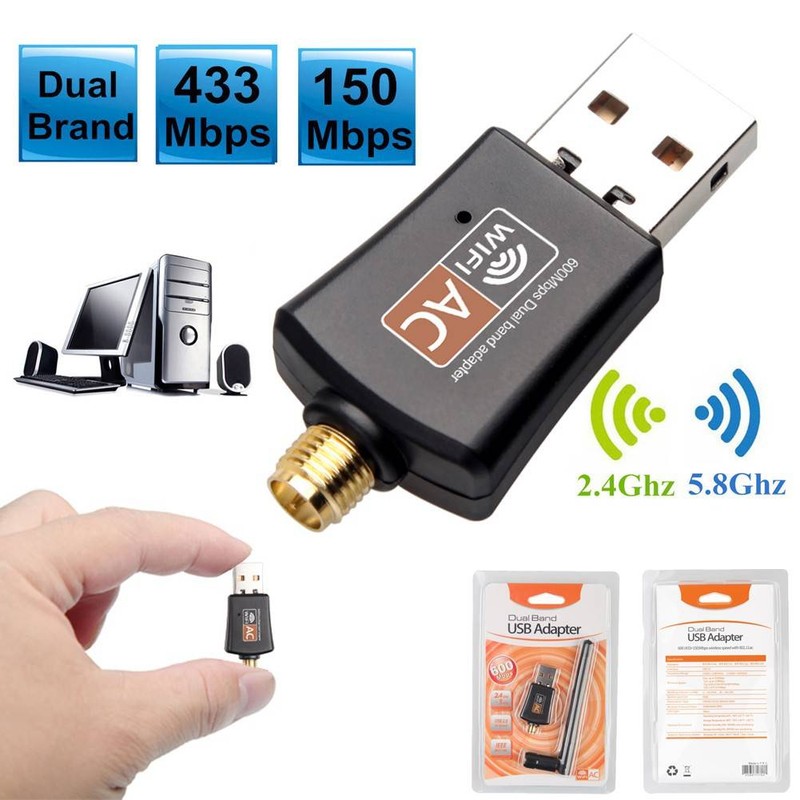 Wireless Mini Usb Wifi Adapter 150/ 600Mbps Receiver Dongle Mtk7601 ...
