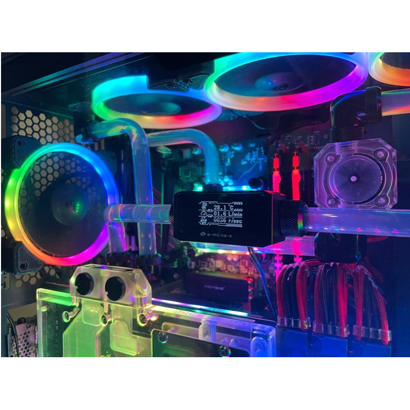 Computer Water Cooling Alarm, Digital Oled Display Temperature + Flow ...