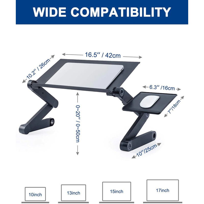 Adjustable Aluminum Laptop Desk Portable Ergonomic Tv Bed Lapdesk Tray ...