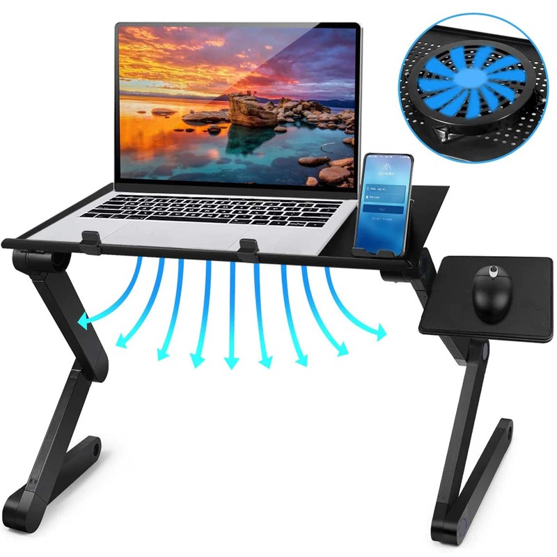 Adjustable Aluminum Laptop Desk Portable Ergonomic Tv Bed Lapdesk Tray ...