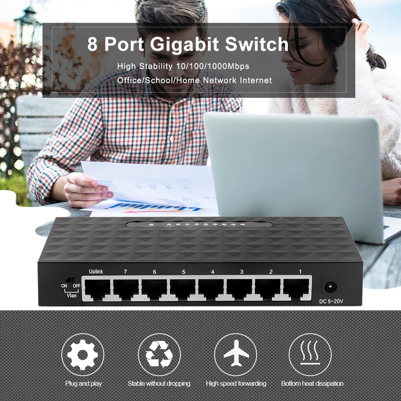 10/100/1000Mbps 8 Port Gigabit Network Switch Gigabit Ethernet Network ...