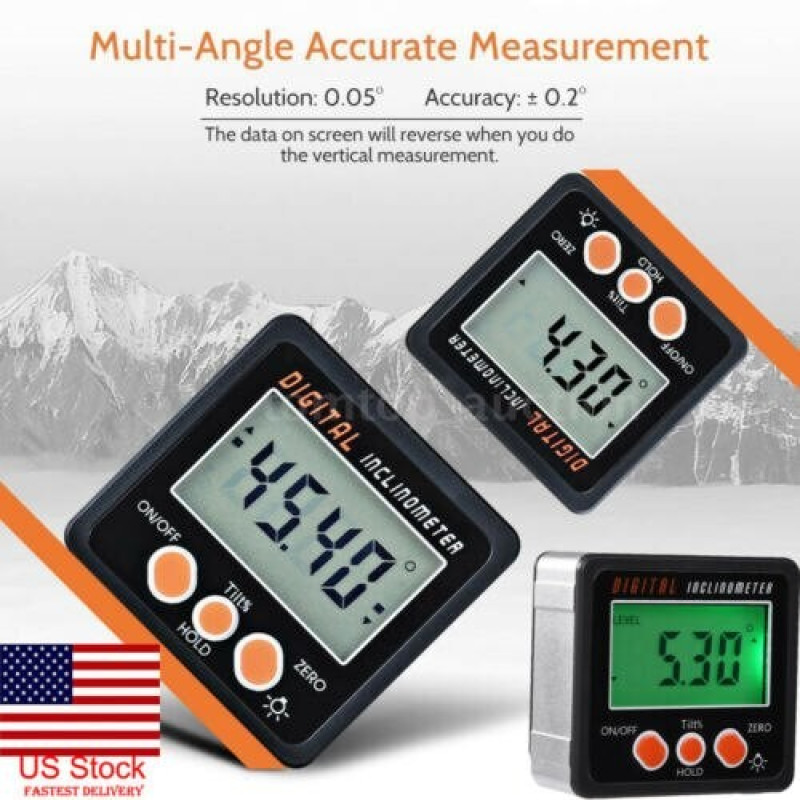 Digital Inclinometer Level Box Mini Angle Finder Bevel Magnet Magnetic ...