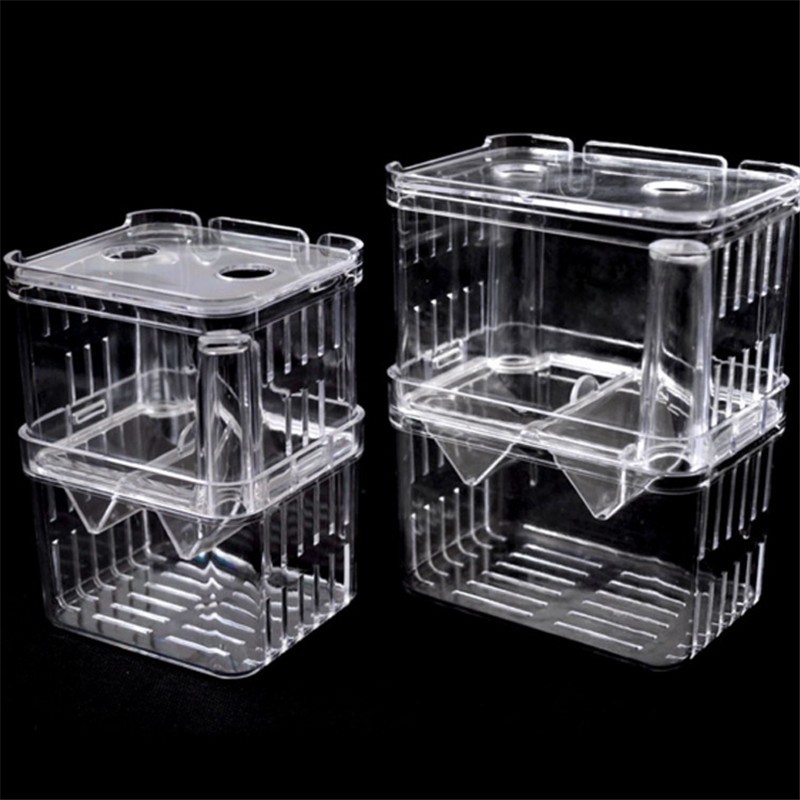 2 Double-Deck Clear Fish Breeding Isolation Box Tank Hatching Incubator ...