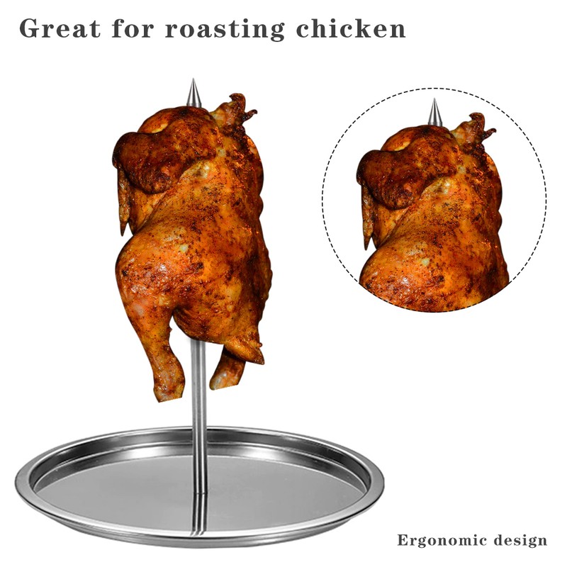 Pollo Bbq Rack Manico Rimovibile Pesce Spiedino Verticale Carne Spiedo ...