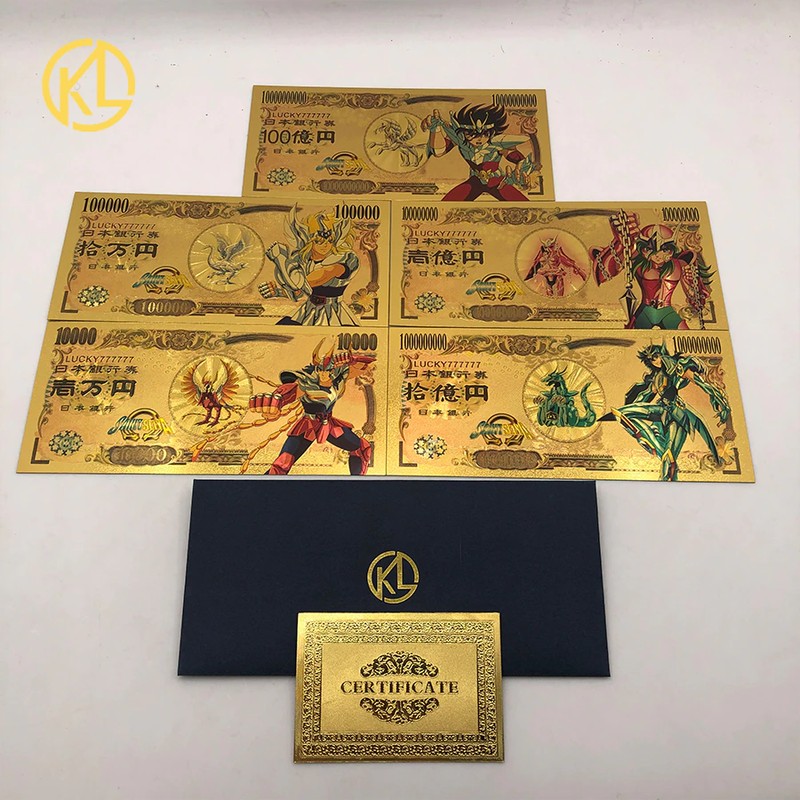 Robot Saint Seiya Demon Slayer Anime Banknote Cartoon Ticket Card Gold ...