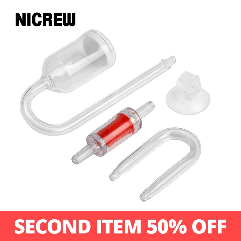 Nicrew – Diffuseur De Co2 Pour Aquarium, Valve Contrôle En Forme U Diffuseur Co2 Tube En Verre ...