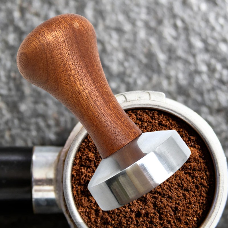 Coffee Tamper Powder Hammer Pressing Wooden Handle For Coffee And Mat ...