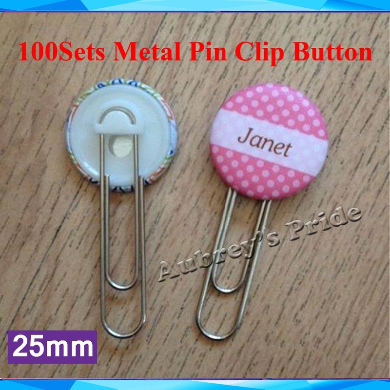 100 Sets 1& 25Mm Metal Paper Clip Button Supply Materials For ...
