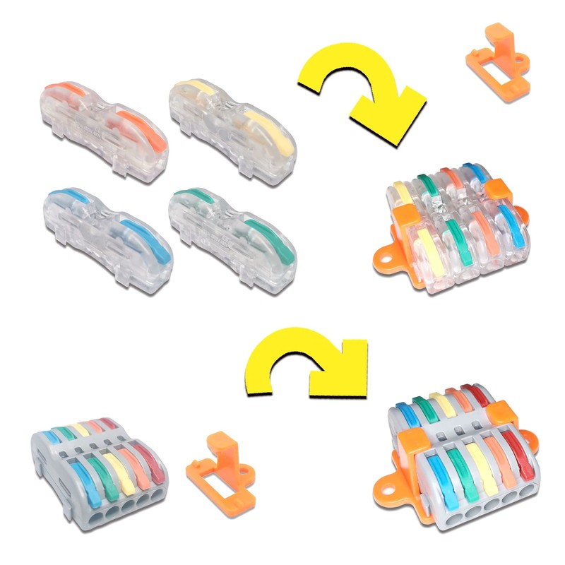 Mini Fast Wire Cable Connectors Universal Compact Conductor Spring ...