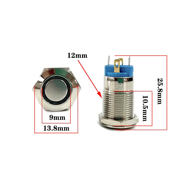 12/16/19/22Mm Waterproof Metal Push Button Switch Led Light Momentary ...