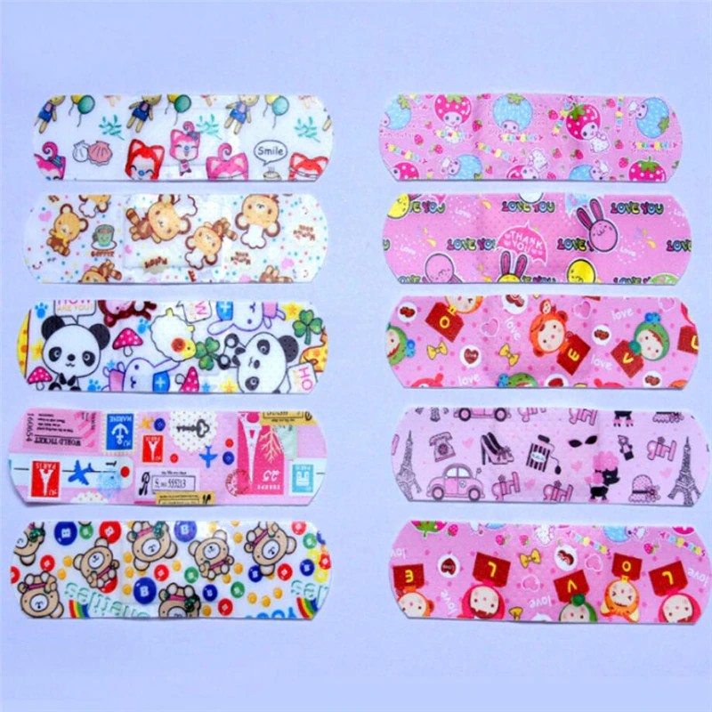 100Pcs/Lot Cute Cartoon Patterned Waterproof Adhesive Plaster Curved ...