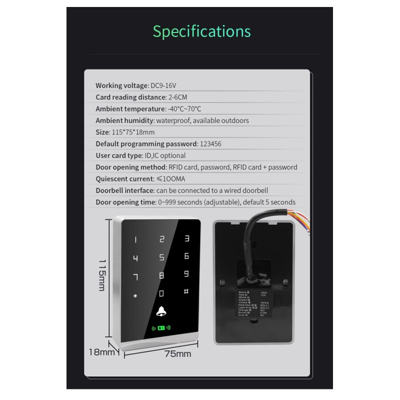Ip67 Waterproof Access Control Keypad Rfid Standalone Access Controller ...