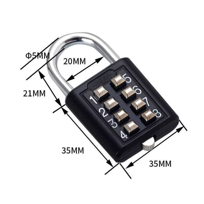 8 Digits Password Code Combination Padlock Alloy Suitcase For Travel ...