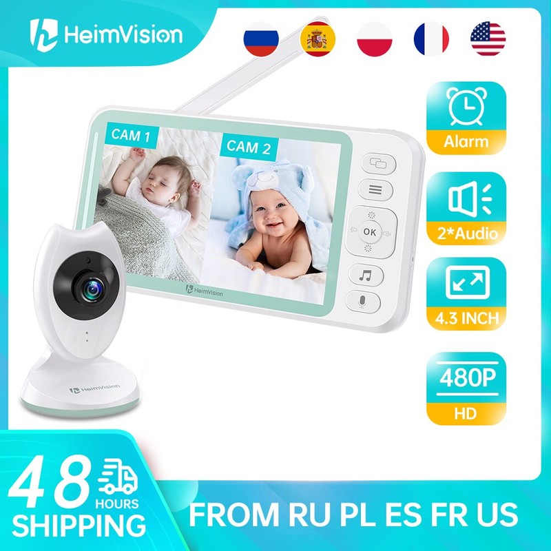 Heimvision Hm132 4.3 Inch Baby Monitor With Camera Nanny 2-Split Screen ...