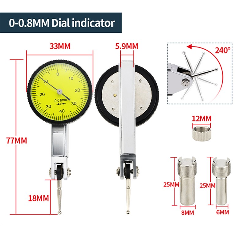 Dial Micrometer Hour Type Precision Comparator Measuring Clock Dial ...