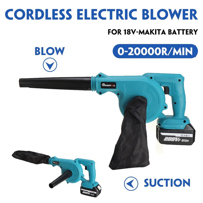 1500W 2 In 1 Cordless Electric Air Blower Blowing Suction Leaf Blower ...