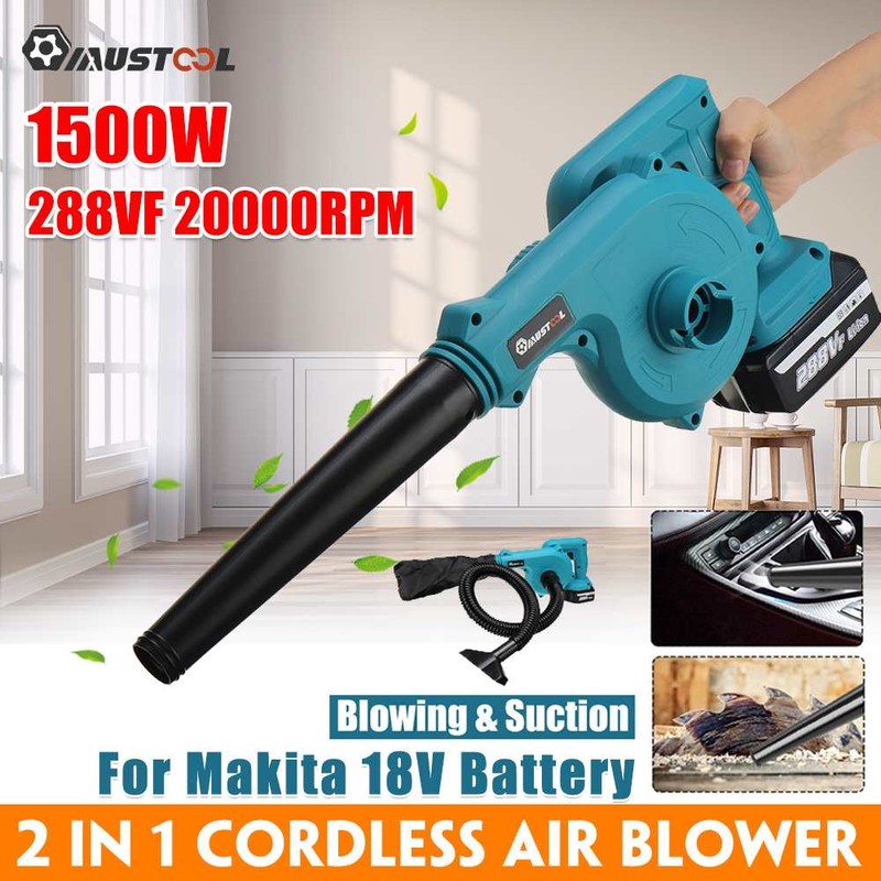1500W 2 In 1 Cordless Electric Air Blower Blowing Suction Leaf Blower ...