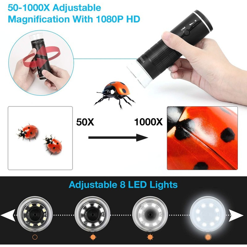 Wireless Digital Microscope Usb Hd Inspection Camera 50X-1000X ...