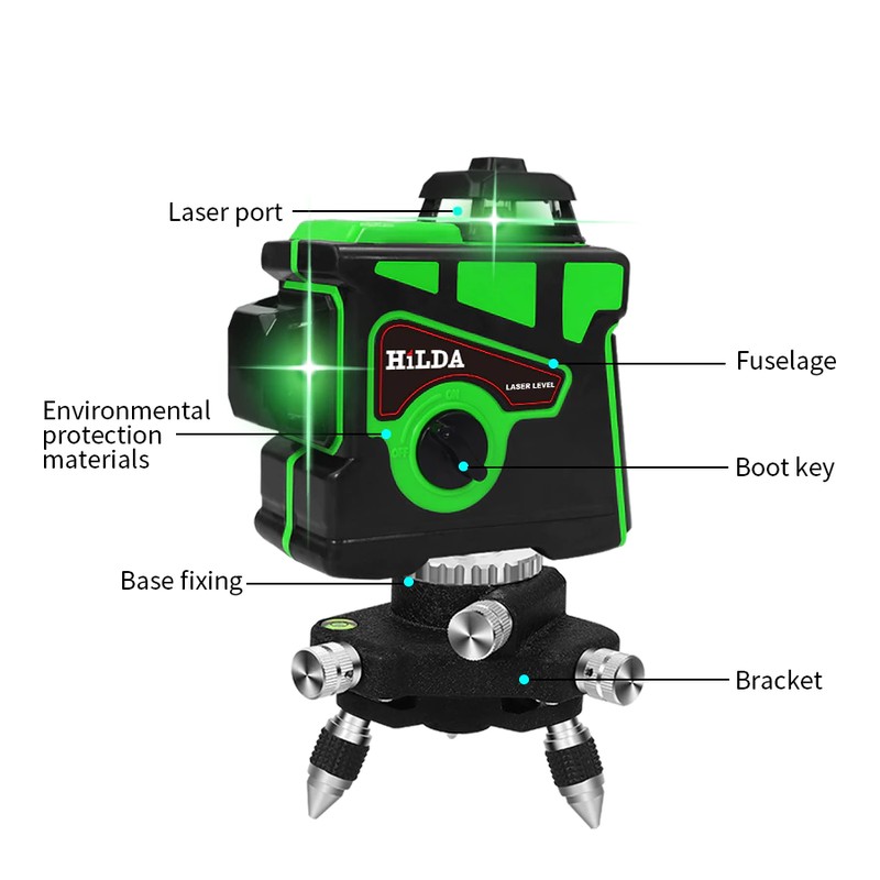 Laser Level 12 Lines 3D Self-Leveling 360 Horizontal And Vertical Cross ...