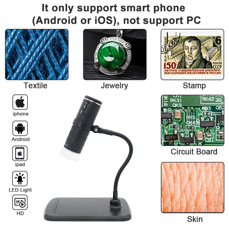 1000X Digital Microscope Hd 1080P Led Usb Wifi Phone Microscope Camera ...