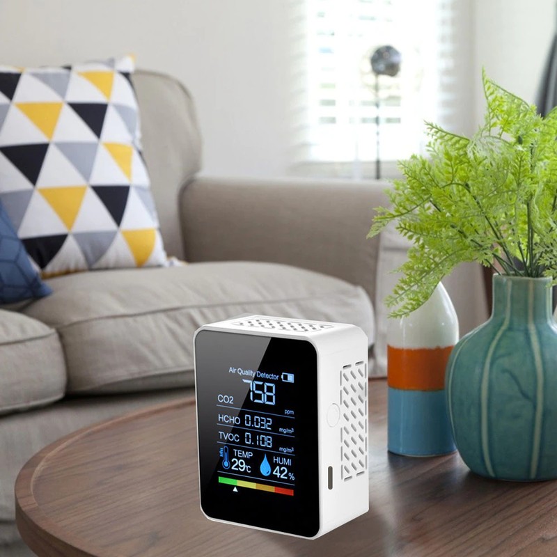 5In1 Co2 Meter Digital Temperature Humidity Tester Carbon Dioxide Tvoc ...