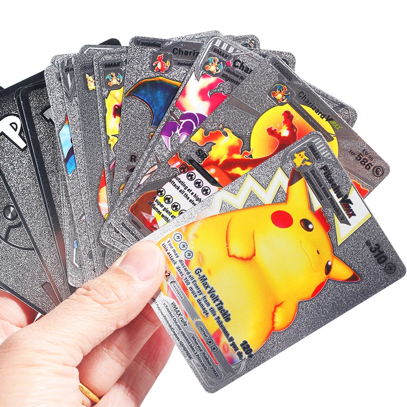 54Pc Cartas Pokemon Metal Gold Card Box Golden Letters Playing Cards ...
