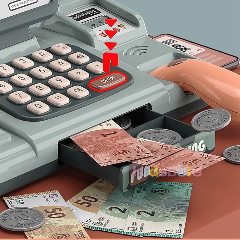 Kids Shopping Cash Register Toys Mini Set Simulation Food Calculation ...