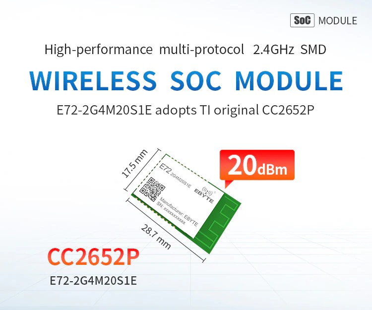 Cc2652P Zigbee Blue-Tooth 2.4Ghz Smd Wireless Soc Module 20Dbm ...