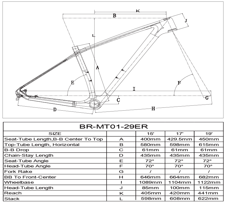 Thrust Carbon Frame 29Er 15 17 19 Carbon Mtb 29 Er Bsa Bb30 Bike ...